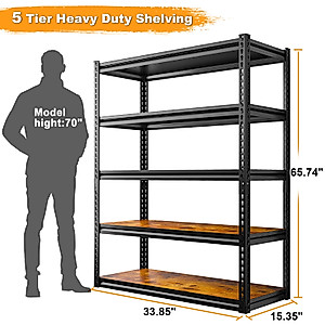 REIBII Garage Shelving Load 2500LBS Wide Storage Shelves Adjustable Sturdy Heavy Duty Shelving Deep Metal Shelves for Storage Tall Metal Shelf, Organize for Pantry Kitchen