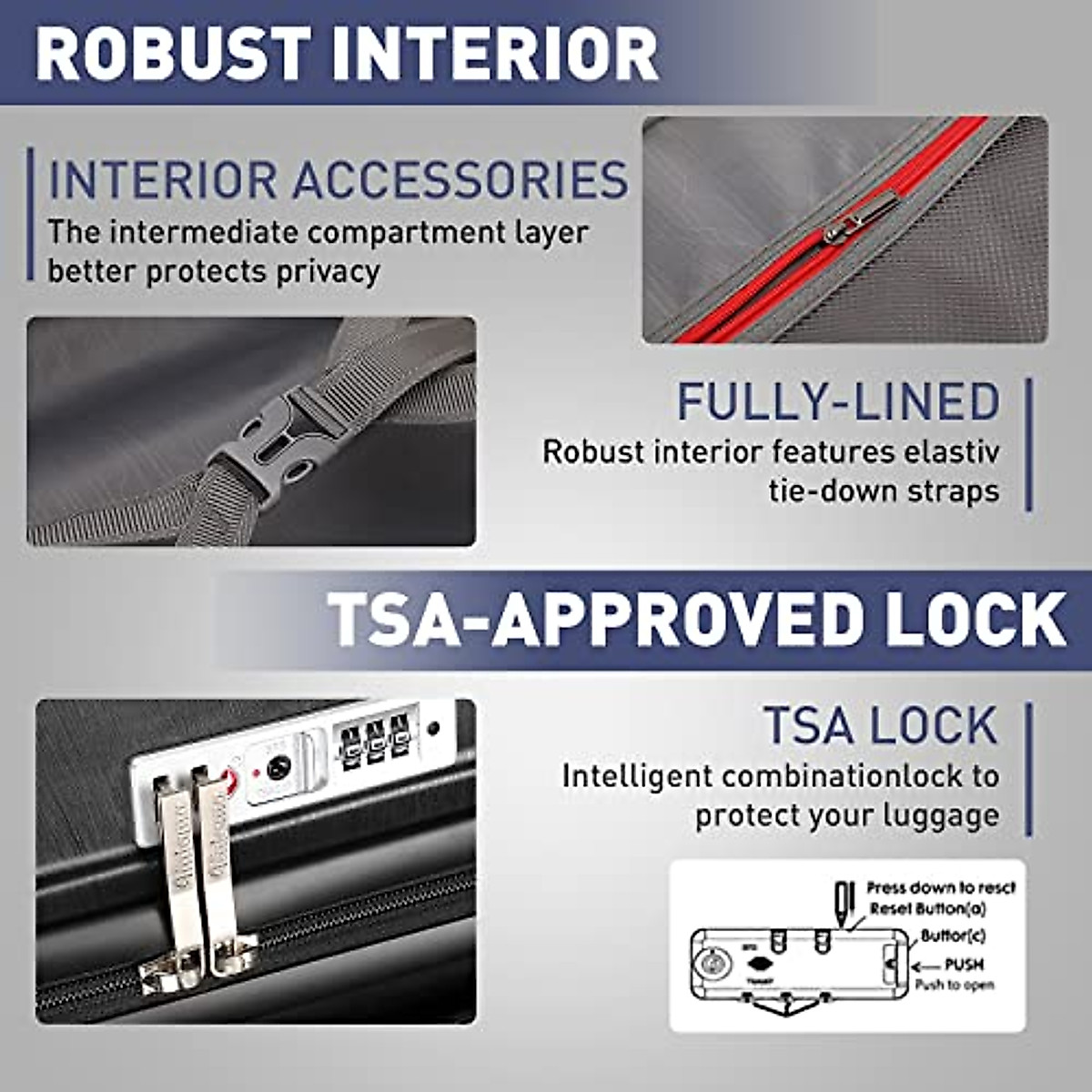 imiomo 3 Piece Luggage set Clearance, Travel Suitcase with Spinner Wheels TSA lock, Hardshell Lightweight Suitcase set for men and women (BLACK, 20/24/28)