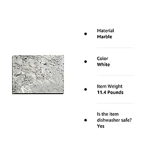 Premium Non-Stick Marble Pastry Cutting Board Slab 15 3/4" X 11 3/4” with No-Slip Rubber Feet.