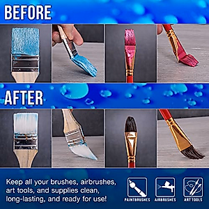 Master Airbrush Cleaner, 16-Ounce Pint Bottle - Fast Acting Cleaning Solution, Quickly Remove Water-Based Acrylic Paint, Watercolor, Makeup - Clean Clogged Airbrushes, Brushes, Artist Tools