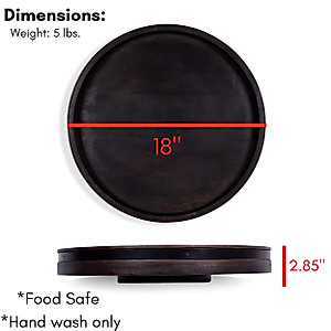BIRDROCK HOME 18” Wooden Lazy Susan - Black - Burnished Iron Accents - Table Top Turntable - Cabinet or Pantry Organizer - Decorative Spice Rack Medicine Cleaning Spinning Table - Wood - Large