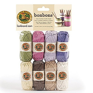 Lion Brand Yarn Bonbons Yarn, Nature 8 x 28 yd/26 m