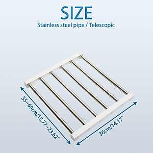 Hershii Adjustable Closet Shelf Wardrobe Rail Metal Hanging Rod Storage Rack Extendable Clothes Divider Separator Organizer for Cabinet Cupboard Kitchen Bathroom, (13.77''-23.62'') X 14.17''