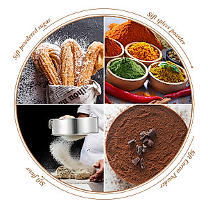 6 Pieces Tamis Flour Sieve Set 6 Inch 8 Inch 10 Inch Flour Sieve 60 Mesh Stainless Steel Round Sifter for Baking with Dough Scraper and Cleaner Brush