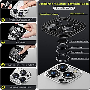 WSKEN for iPhone 14 Pro/iPhone 14 Pro Max Camera Lens Protector,[Night Shooting Mode] HD Tempered Metal Glass Camera Screen Protector Cover Film Accessories, Silver