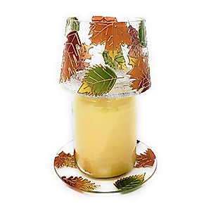 Yankee Candle Fall Leaves Crackle Glass Large Jar Candle Shade/Topper with Candle Tray