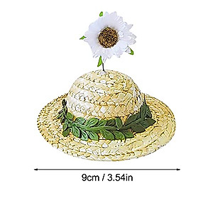 Pet Straw Hat Spring Summer Sunhat with Flower 1PC Dog Cat Cap with Adjustable String for Pet Puppy Cat Party Daliy Decoration