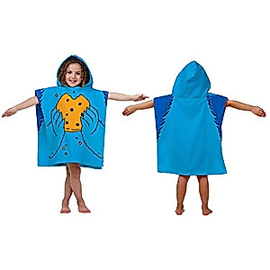 Jay Franco Sesame Street Cookie Monster Kids Bath/Pool/Beach Hooded Poncho - Super Soft & Absorbent Cotton Towel, Measures 28 x 28 Inches (Official Sesame Street Product)