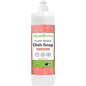 Sky Organics Plant-Based Grapefruit Dish Soap, USDA Bio-Based, Non-Toxic Biodegradable Formula for Household Cleaning, 16 fl. Oz