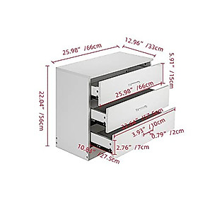 FFNUM Bedside Table Wood Simple 3-Drawer Dresser Night Stand Side Table for Living Room Bedroom（White, Black） Night Stand (Color : Black)