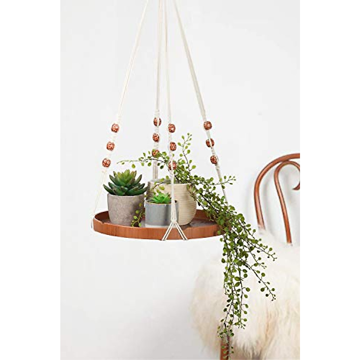 TIMEYARD Macrame Plant Hanger - Indoor Hanging Planter Shelf - Decorative Flower Pot Holder - Boho Bohemian Home Decor, in Box, for Succulents, Cacti, Small Plants