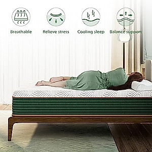 Zeffly Queen Size Mattress 10 Inch, Gel Memory Foam Mattress with Individual Pocket Springs, Hybrid Mattress in a Box for Pressure Relief & Cooler Sleep, CertiPUR-US Certified