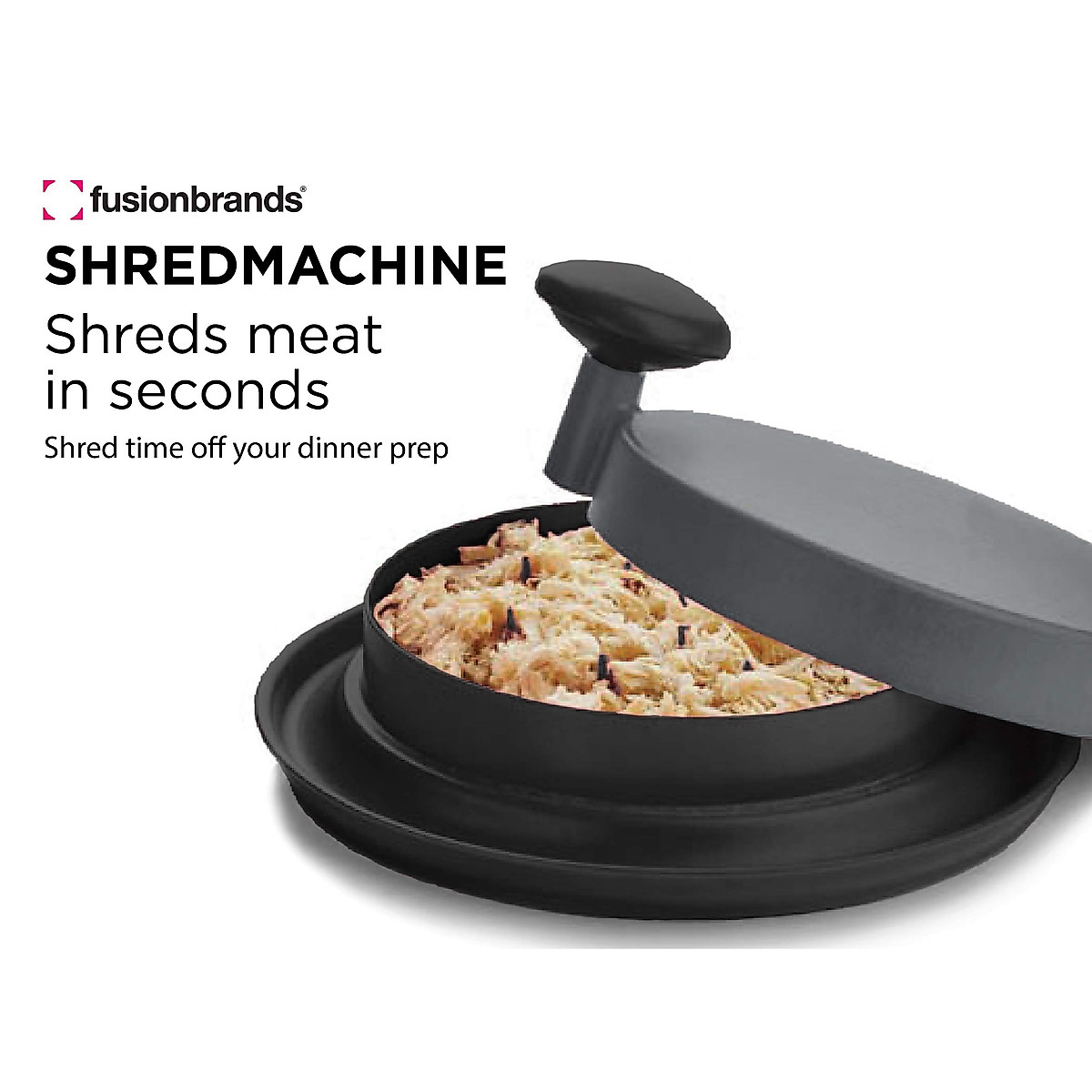 FusionBrands ShredMachine-The Quick, Easy to Use Alternative to Bear Claws Meat Shredder for Pulled Pork, Beef and Chicken and More-BPA Free Hand Shredder with Easy to Grip Handles, Non-Skid Base,Grey