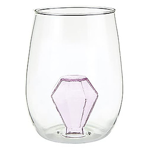 Slant Collections 3D Wine Glass Stemless Wine Glass With Figurine, 16-Ounce, Diamond