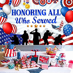 Large 71" X 43" Veterans Day Banner, Veterans Day Decorations, Honoring All Who Served Veterans Day Banner, Thank You Veterans Banner for Veterans Day Party