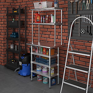 Amgood 18" x 30" Stainless Steel Work Table with 3 Shelves and 12" Wide Double Tier Overshelf | Metal Kitchen Prep Table & Shelving Combo | NSF