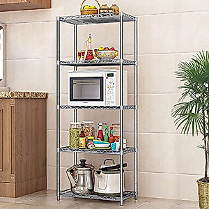 5 Tier Wire Shelving Unit, Height Adjustable Wire Shelves with NSF Certified, Narrow Metal Storage Rack Shelf Unit for Kitchen, Laundry, Bathroom, Pantry, Closet (18"D x 21.5"W x 71"H, Chrome)