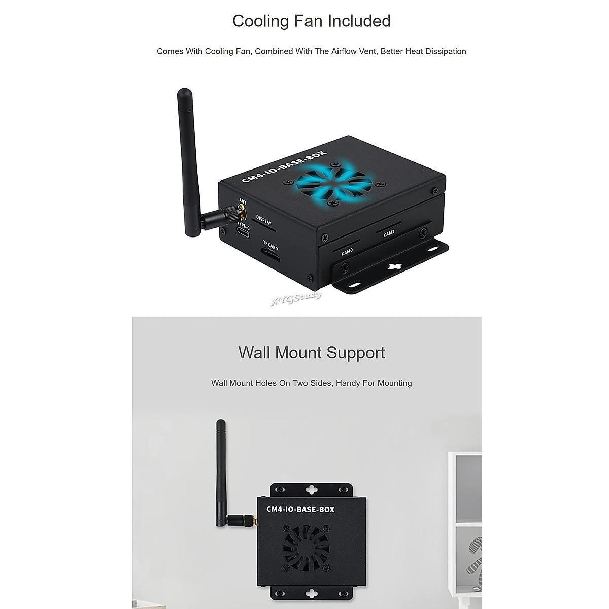 Mini-Computer Based on Raspberry Pi Compute Module 4 (NOT Included) with Mini IO Board Full Ver and Metal Case and Cooling Fan @XYGStudy (CM4-IO-BASE-BOX-B)