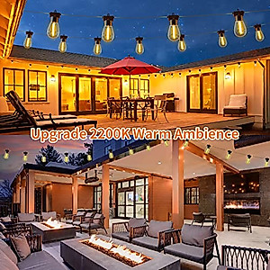 Aialun 96FT LED Outdoor String Lights, Outside Patio Backyard Light with 2200K Shatterproof Edison Bulbs, Heavy-Duty Commercial Grade Weatherproof Strand Decorative Café Porch Bistro Garden Tree