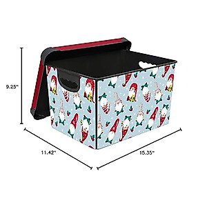 Simplify “Gnome Sweet Gnome Design Storage Bin | Christmas Tote | Holiday Décor Decorations Organizer | Lidded | Stackable | White