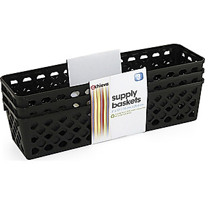 Officemate Recycled Supply Basket, Plastic, 10.13 x 3.06 x 2.38, Black, 3/Pack