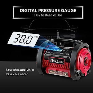 AVID POWER Tire Inflator Portable Air Compressor, 12V DC / 120V AC Car Tire Pump, Air Mattress Pump with Inflation and Deflation Modes, Dual Powerful Motors, Digital Pressure Gauge