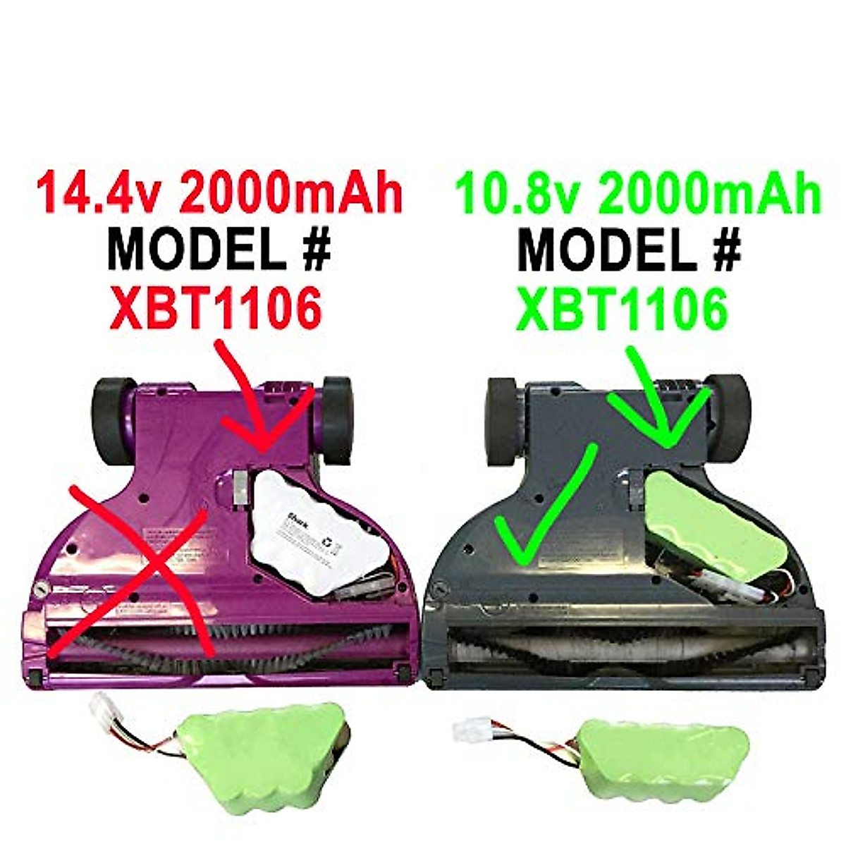 XBT1106N SV1110 Shark Battery 10.8v 2000mAh Ni-MH SV1106N SV1110N SV11O6N SV116N Floor and Carpet Sweeper Replacement