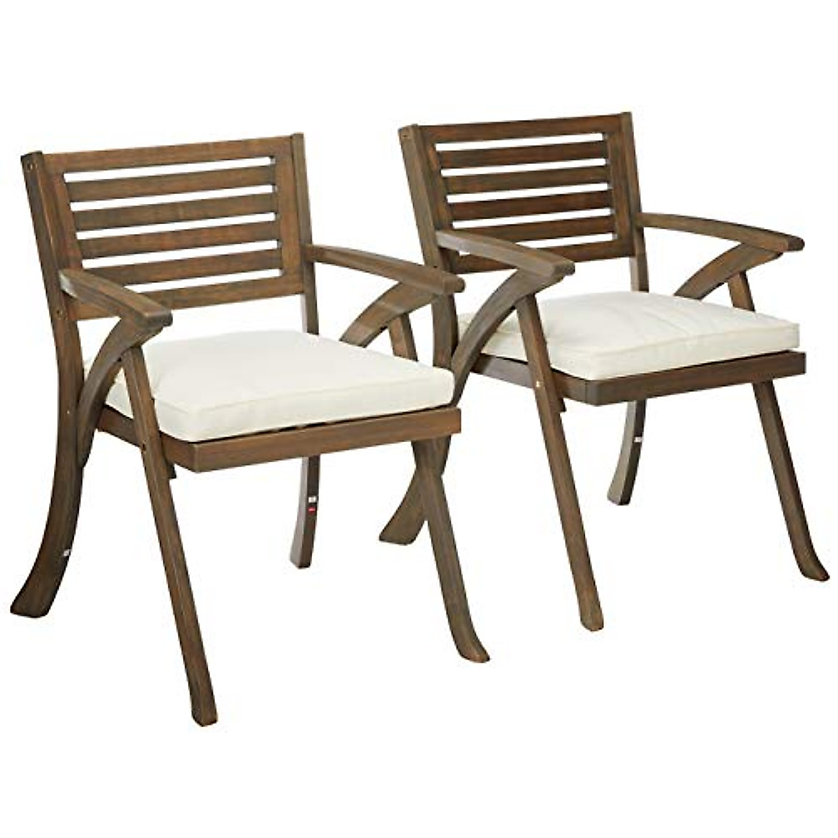 Christopher Knight Home Helen Outdoor Acacia Wood Dining Chair, Gray and Crème