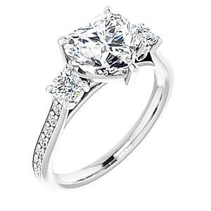 925 Silver, 10K/14K/18K Solid Gold Moissanite Engagement Ring, 5 CT Heart Cut Handmade Solitaire Ring Diamond Wedding Ring for Women/Her, Anniversary Propose Gift, VVS1 Colorless