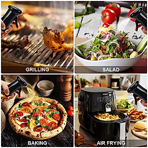 TAOUNOA 210ml Glasses Oil Sprayer - 2pcs Olive Oil Sprayer with Brush 7 OZ Oil for Cooking Mist Oil Spray Bottle for Kitchen Air Fryer, Salad, Baking, Grilling, Frying, Black