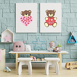 Valentine's Day Bears Craft Kit Romantic Picture Frame Love Sign Valentines Day Foam Stickers Self Adhesive Heart Bear Foam Stickers Valentine's Day DIY Craft Supplies for Kids Classroom Art Project