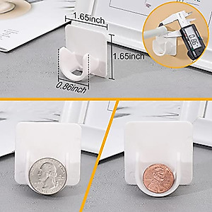 Adhesive Shower Curtain Rod Holder, Curtain Rod Bracket with Adhesive Pieces No Drilling Spring Tension Rod Retainer for Bathroom Kitchen Wardrobe | Rod End Diameter within 0.86inch 2pcs White