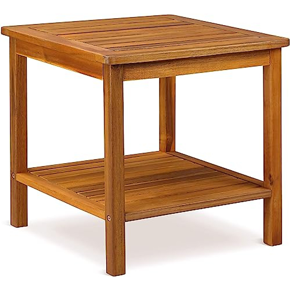 cucunu Outdoor Side Table 18x18 for Patio & Garden with Extra Storage - Small Adirondack Square Table Wooden End Table, Porch Tables