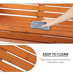 Porch Wooden Swings with Chain - Outdoor Finished Hanging Bench Swing Chair Furniture 2 Seater, Natural for Garden, Courtyard, Patio