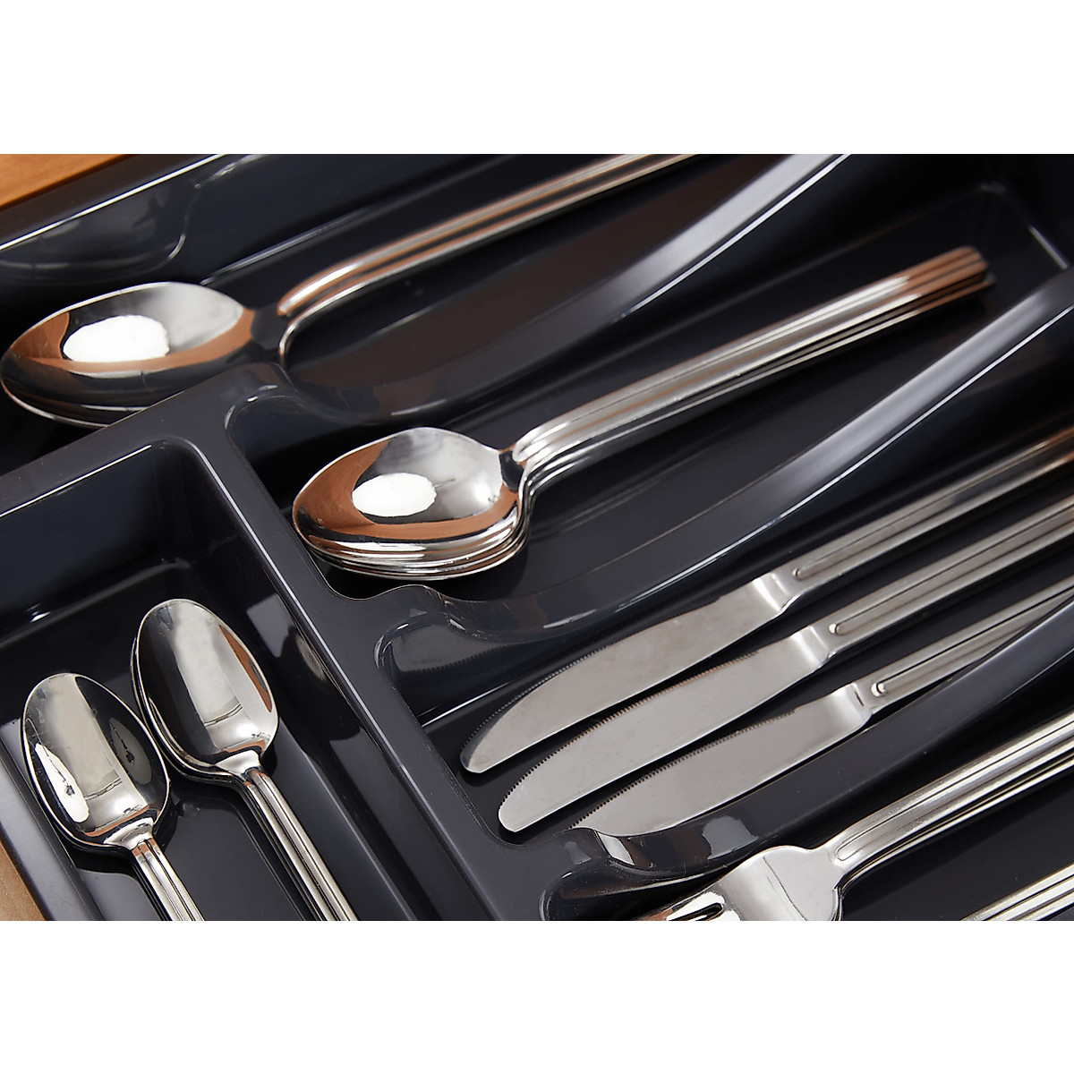 RoyalHouse Premium Cutlery Drawer Organizer, Expandable Utensil Holder And Organizer, 6-Compartments, Compact BPA-Free Plastic Storage for Spoons Forks Knives, Silverware Organizer