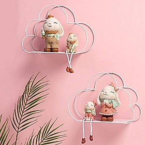 Shmei Cloud Shape Wrought Iron Wall Shelf,Wall-Mounted Display Storage Shelf Home Organizer Holder Rack Home Decor (Gold)