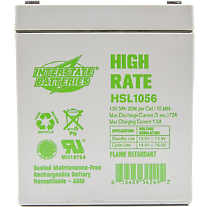 Interstate Batteries 12V 5Ah High Rate Battery (F2 Terminal) SLA AGM VRLA Fireproof Rechargeable Replacement for UPS Systems, Servers, Backup Power (HSL1056)