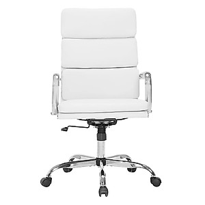 LANDSUN Executive Office Chair Leather High Back Home Computer Desk Chair with Wheels and Arms Soft Padded Comfortable Swivel Adjustable Height White…