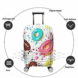 IBILIU Travel Luggage Cover Protector Funny Splashes Donuts Cute Dessert Suitcase Cover Protectors Washable Luggage Suitcase Cover for 25-28 Inch L