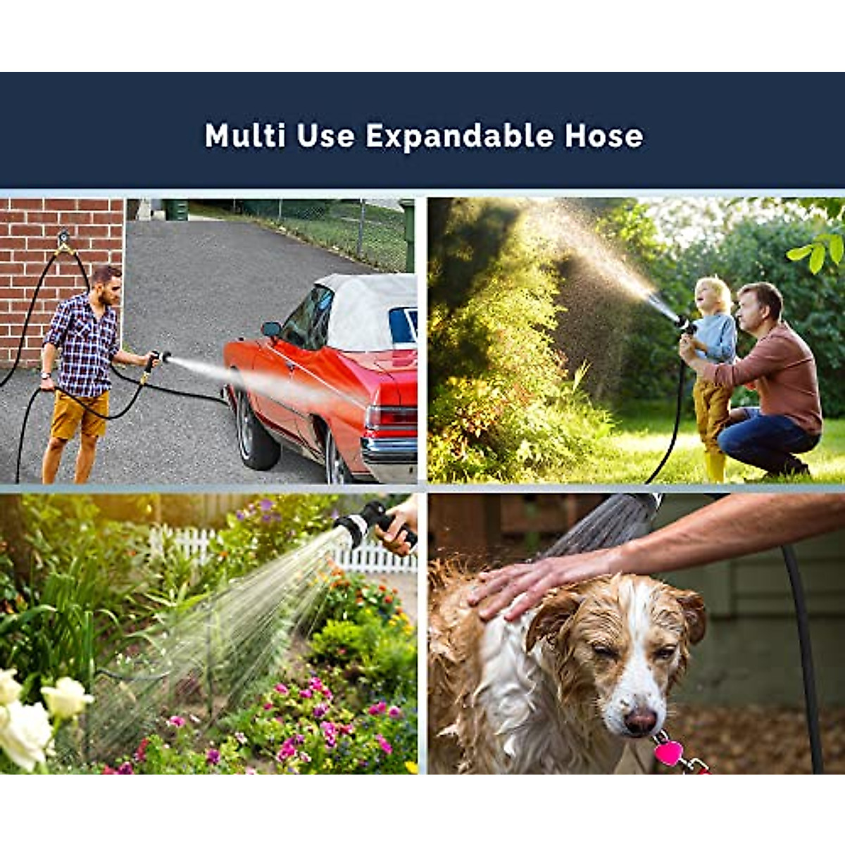 Morvat Expandable Garden Hose Water Pipe Garden Hose Sprayer Flex Hose-Lightweight No-Kink Flexible Collapsible Hose Premium Fabric 5500D 3/4" Solid Brass Fittings Built-in Quick Shut-Off Valve 150 FT