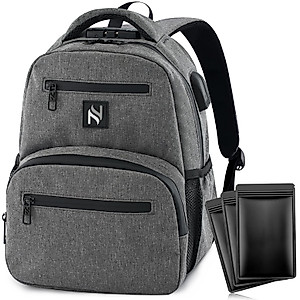 INNOSCENT Mini Smell Proof Backpack With Lock For Men/Women USB & Headphone Port (Light Grey)