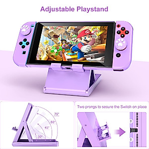 Younik Switch Accessories Bundle, 17 in 1 Purple Switch Accessories Kit for Girls Include Switch Carrying Case, Adjustable Stand, Protective Case for Switch Console & J-Con