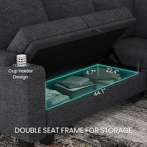 Belffin Sectional Sleeper Sofa Couch with Pullout Bed Modular Sectional Pull Out Couch with Storage. Dark Grey Couch