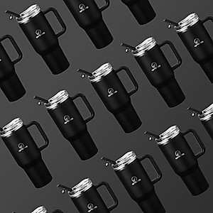 Gpeng 30/40/50 oz Tumbler with Handle, Water Bottles with Straw Lid, Insulated Stainless Steel Travel Mug Cup Holder Friendly, Keep Drinks Cold or Hot for Hours