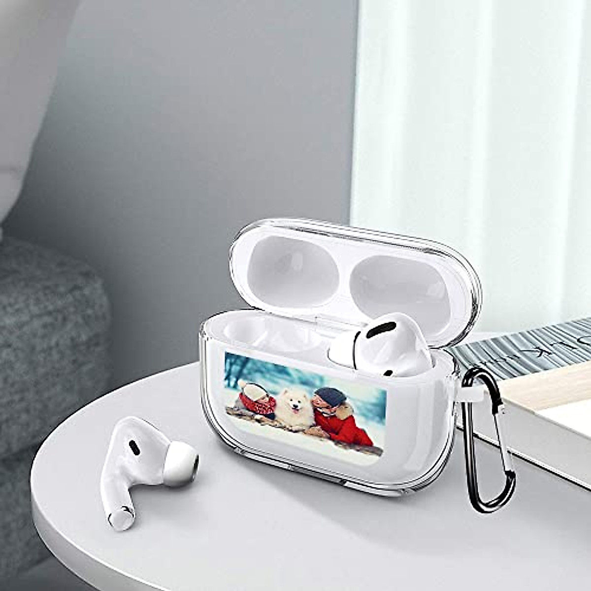 Custom Airpod Case for Apple AirPods Pro 2 with Keychain,Personalized Your Photo/Text/Name Airpods Pro 2nd Generation Clear Case for Men and Women