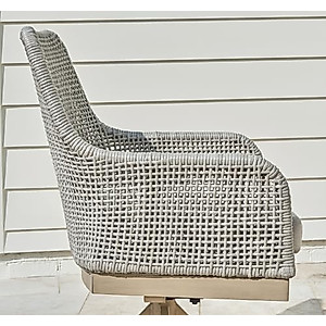 Signature Design by Ashley Seton Creek Outdoor Swivel Dining Chair, Set of 2, 25" W x 26" D x 36" H, Light Brown & Light Gray