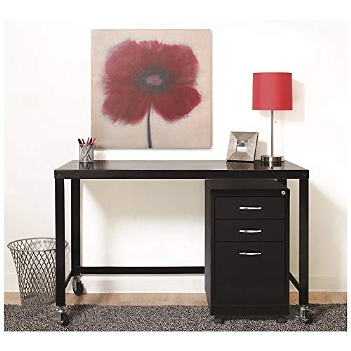 Hirsh Ready-to-Assemble 48-inch Wide Mobile Metal Desk Black