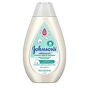 Johnson's Baby CottonTouch Newborn Body Wash & Shampoo, Gentle & Tear-Free, Made with Real Cotton, Gently Washes Away Dirt & Germs, Sulfate- & Paraben-Free for Sensitive Skin, 13.6 Fl Oz