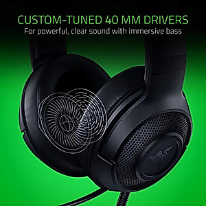 Razer Kraken X Ultralight Gaming Headset: 7.1 Surround Sound - Lightweight Aluminum Frame - Bendable Cardioid Microphone - for PC, PS4, PS5, Switch, Xbox One, Xbox Series X|S, Mobile - Black