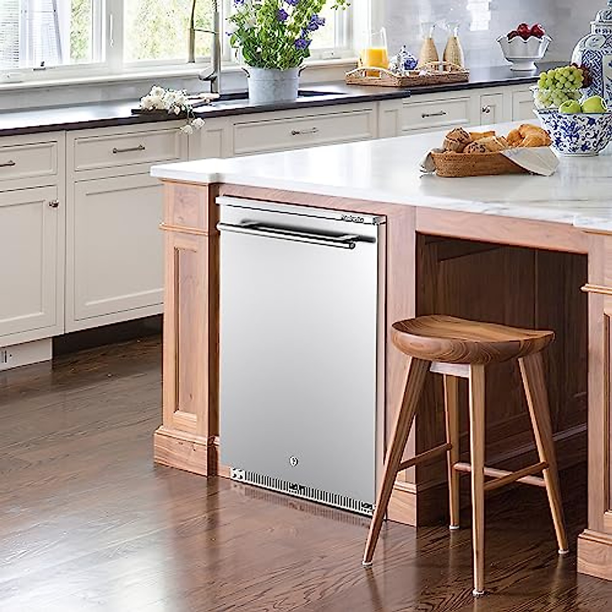 Frostronics 24 Inch 168 Cans Outdoor Beverage Refrigerator, 5.47 cu. ft. Built-in Beverage Cooler with Easy-Swap Reversible Door, 26°F Outdoor Beverage Fridge, SUS304, Lockable, ETL & NSF7 Certified